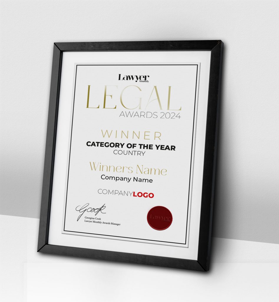 Winners Certificate - Lawyer Monthly Legal Awards